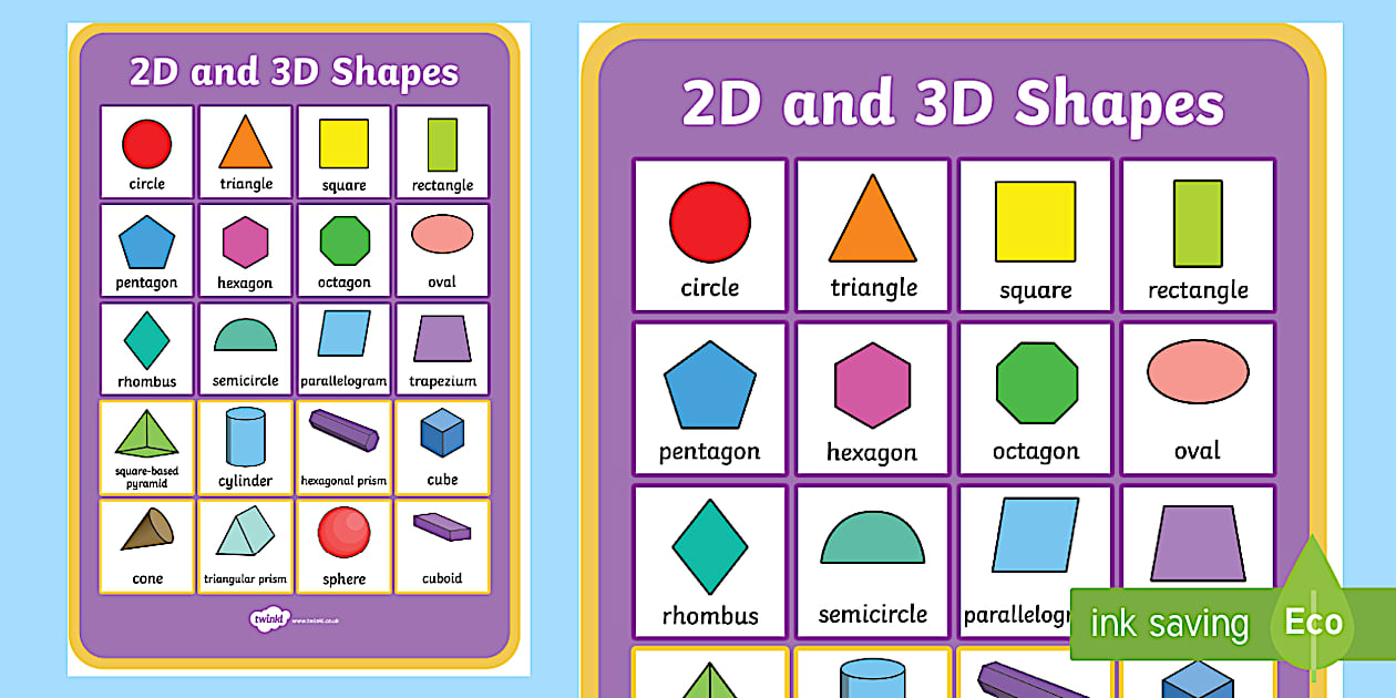 Cursive 2D Shapes and 3D Objects Poster - Twinkl