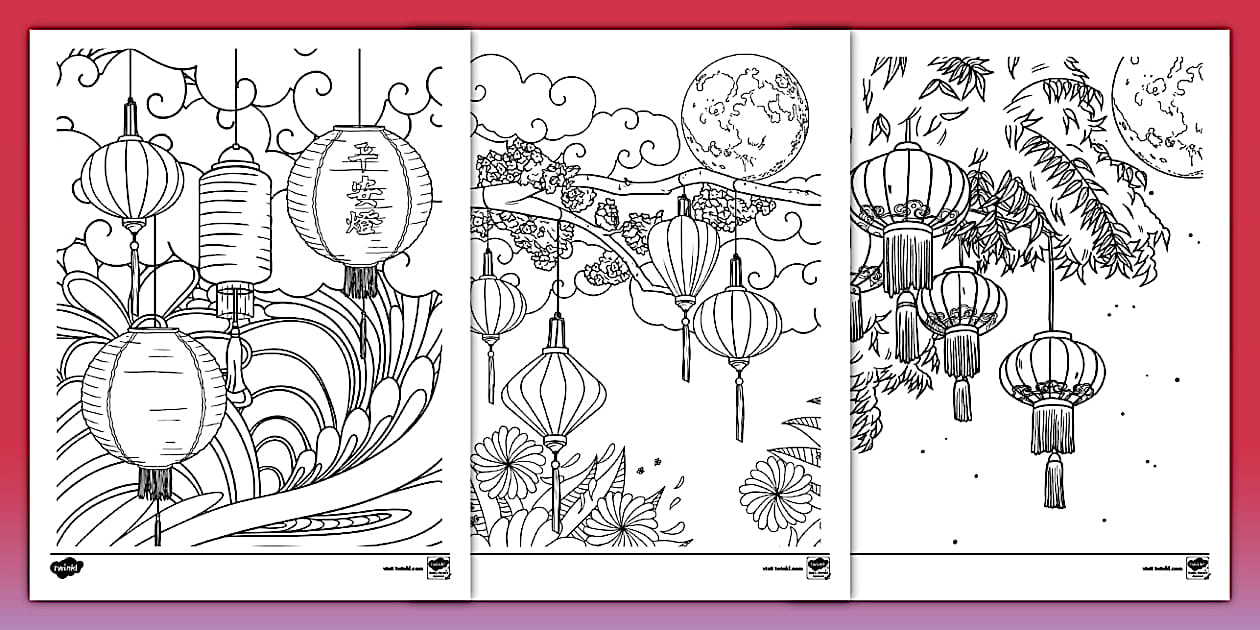 Mid-Autumn Festival Mindfulness Coloring Sheets - Twinkl