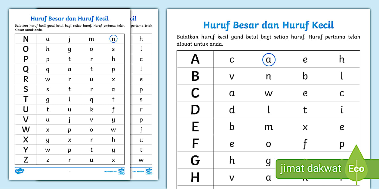 Latihan Prasekolah Lembaran Kerja Huruf Besar & Huruf Kecil