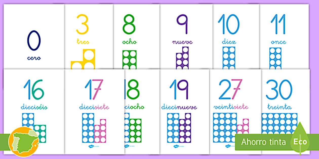 Pósters: Números del 1 al 30 - Matemáticas manipulativas