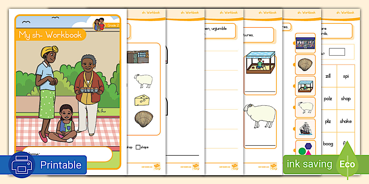 Grade 2 Phonics: sh- Workbook (teacher made) - Twinkl