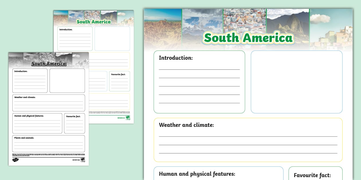 KS1 South America Non-Chronological Report Template