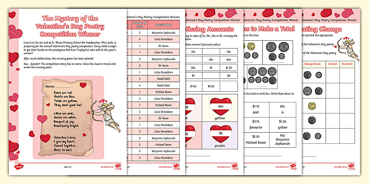 Year 3 The Mystery of the Valentine's Day Poetry Competition Winner Maths