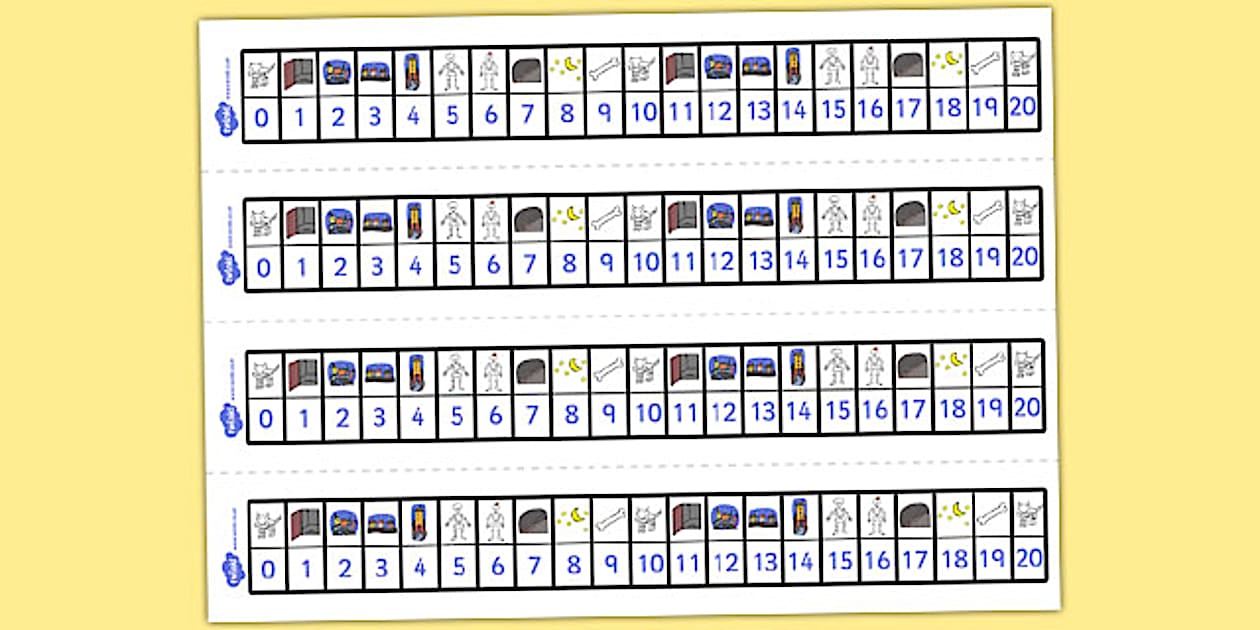 Number Track 1 to 20 to Support Teaching on Funnybones