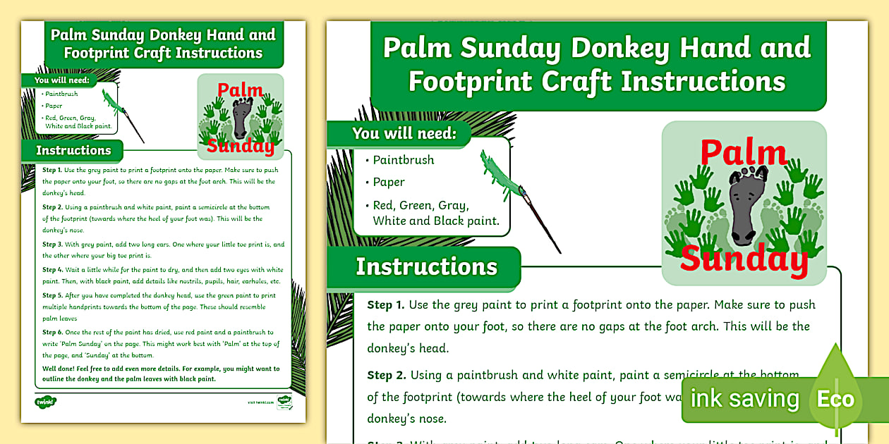Palm Sunday Donkey Hand and Footprint Craft Instructions