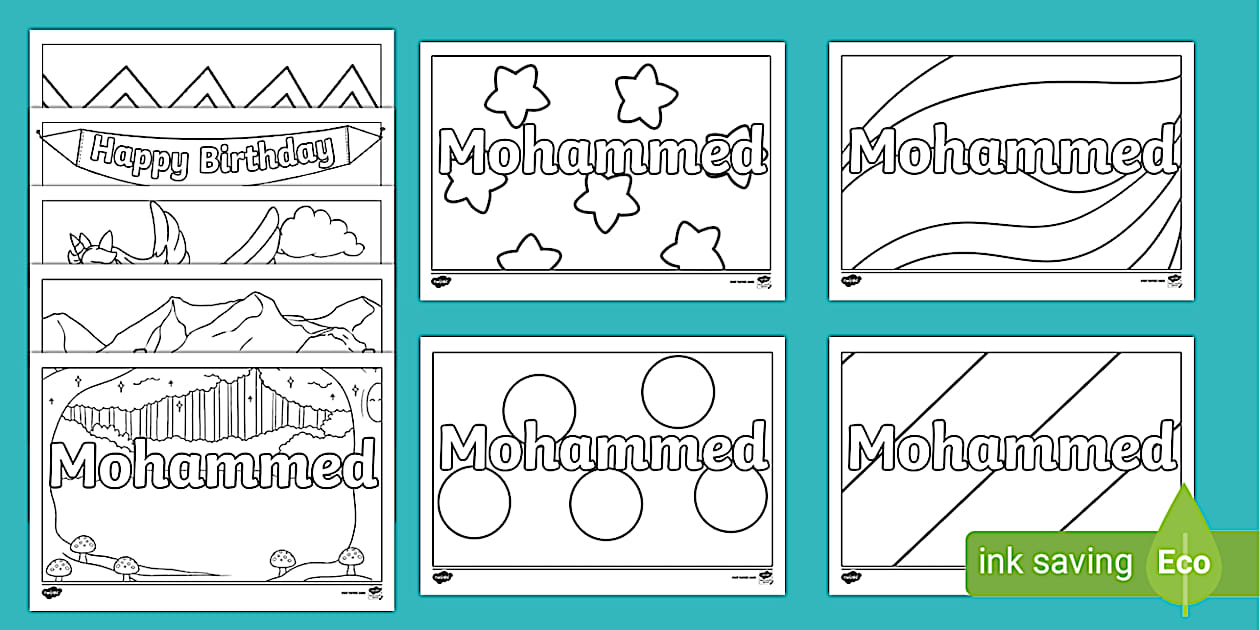 Mohammed Name Simple Colouring Activity Sheets | Twinkl KS1