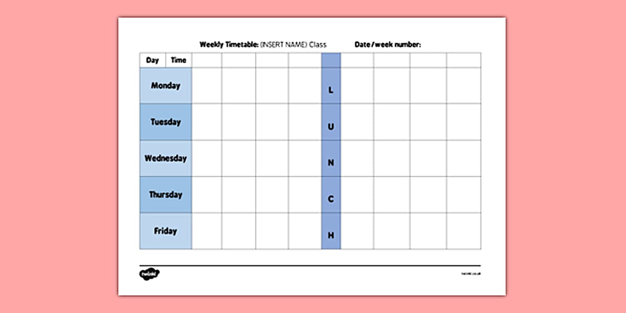 Nursery Weekly Timetable (teacher made) - Twinkl