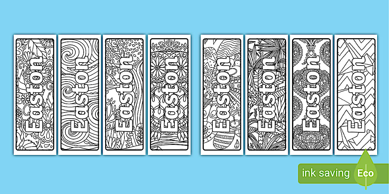 Easton Mindfulness Name Colouring Bookmarks - Twinkl