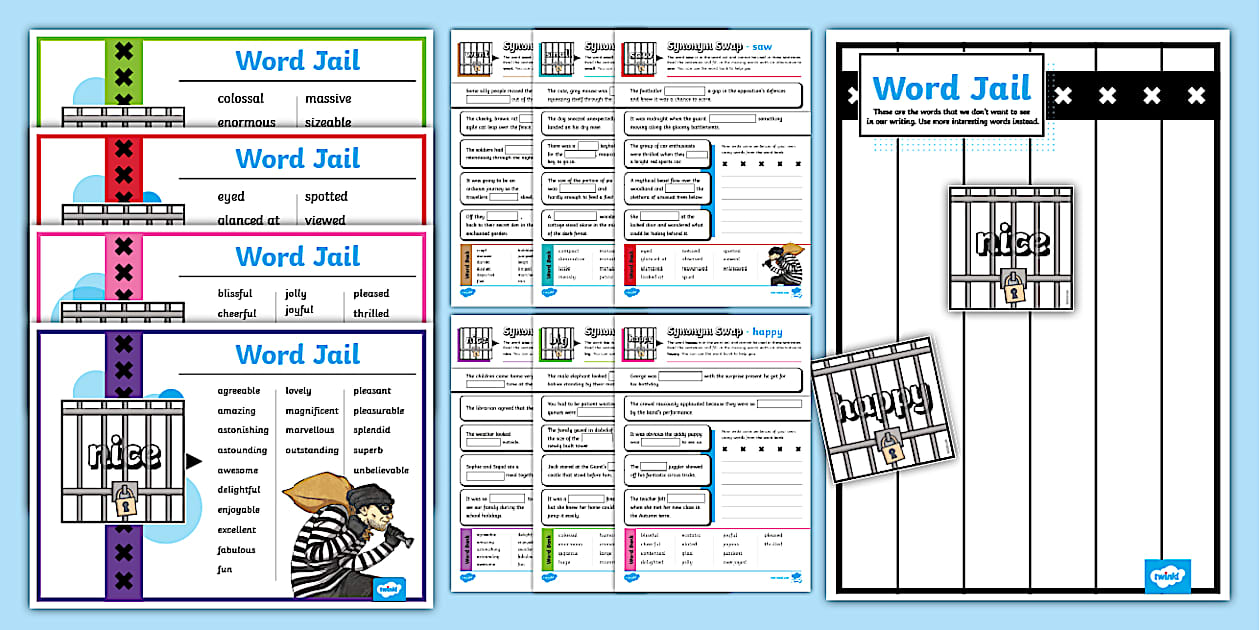 Word Jail Synonym Display Pack: Primary Resource - Twinkl