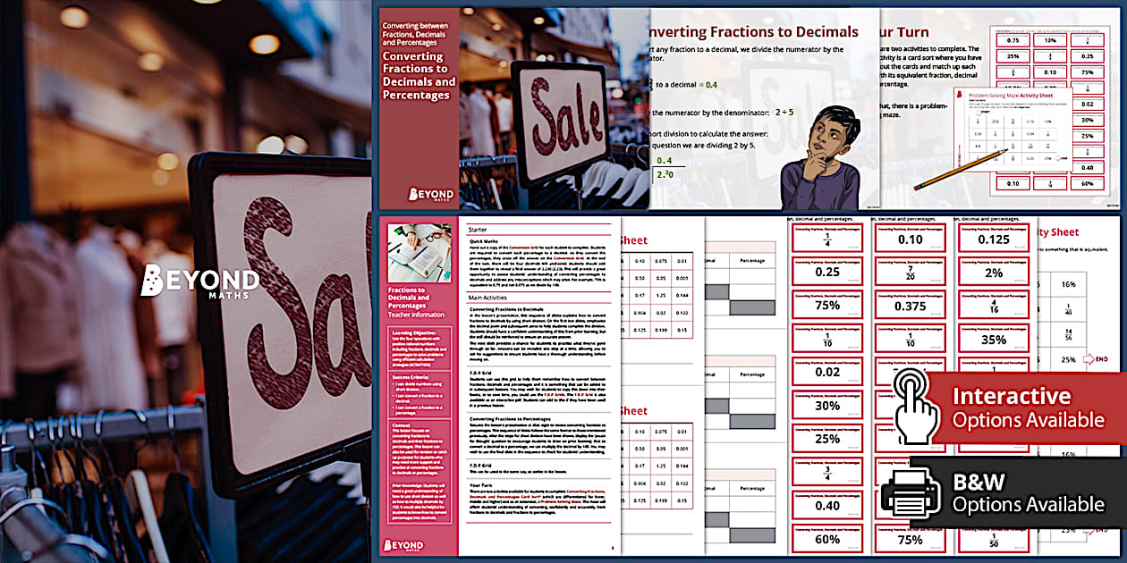 Lesson 3: Converting Fractions to Decimals and Percentages