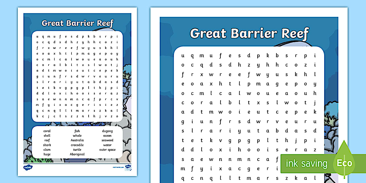 Great Barrier Reef Word Search (teacher made) - Twinkl