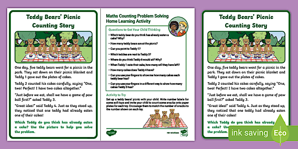 👉 Maths Problem Solving Story: Teddy Bear Picnic Home Learning
