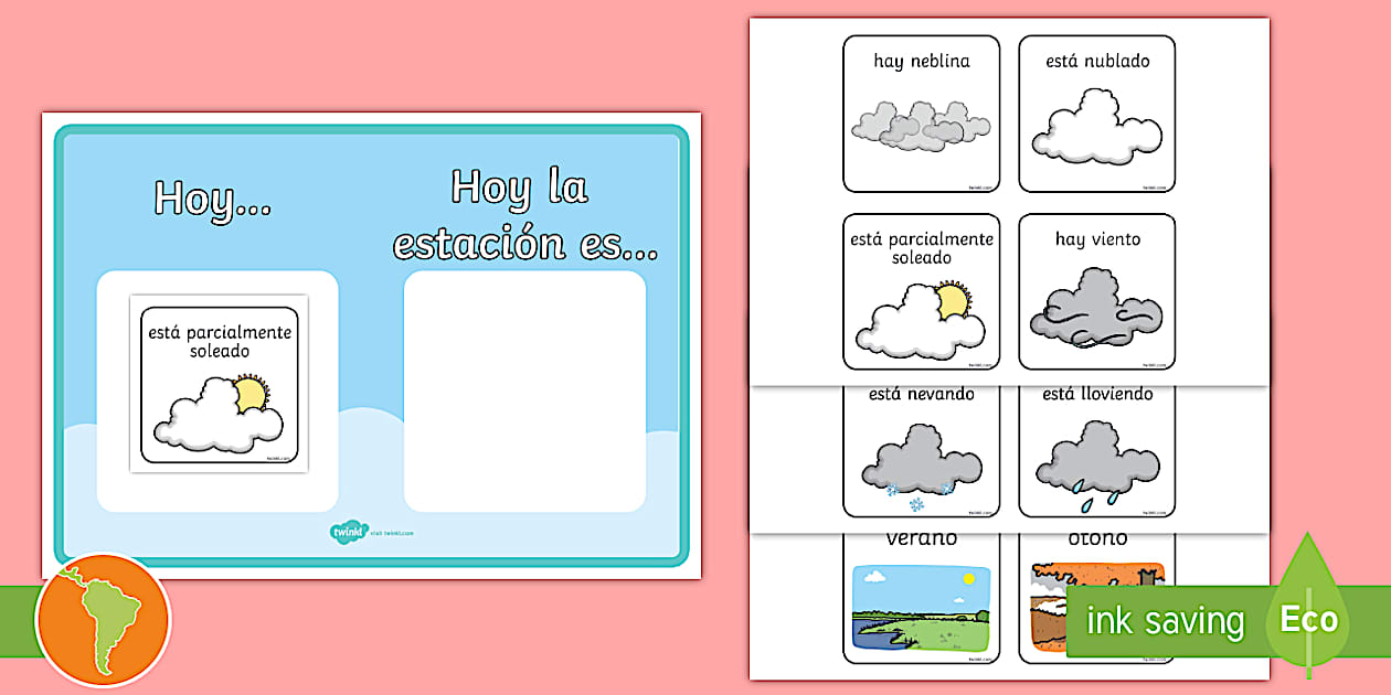 Póster: Las estaciones y el tiempo (teacher made) - Twinkl