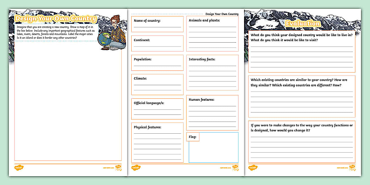 Design Your Own Country Worksheet (teacher made) - Twinkl