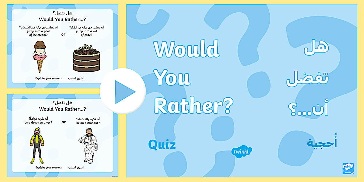Would You Rather...? Game English/Arabic - Twinkl