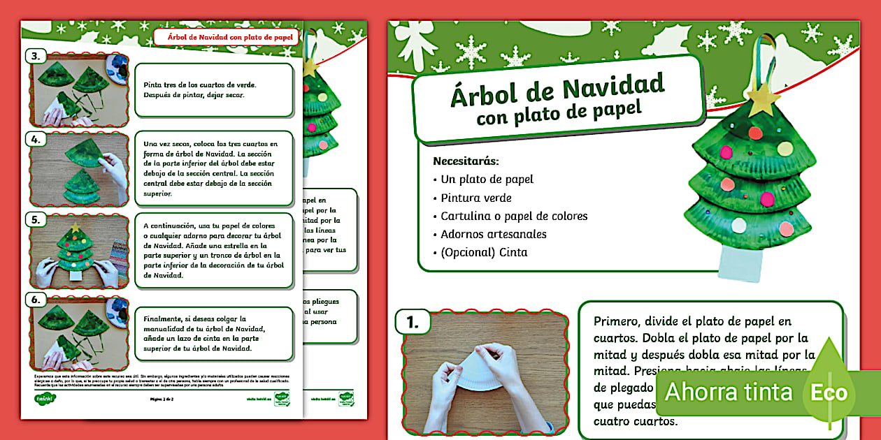 Manualidad: Árbol de Navidad con plato de papel - Twinkl Crafts