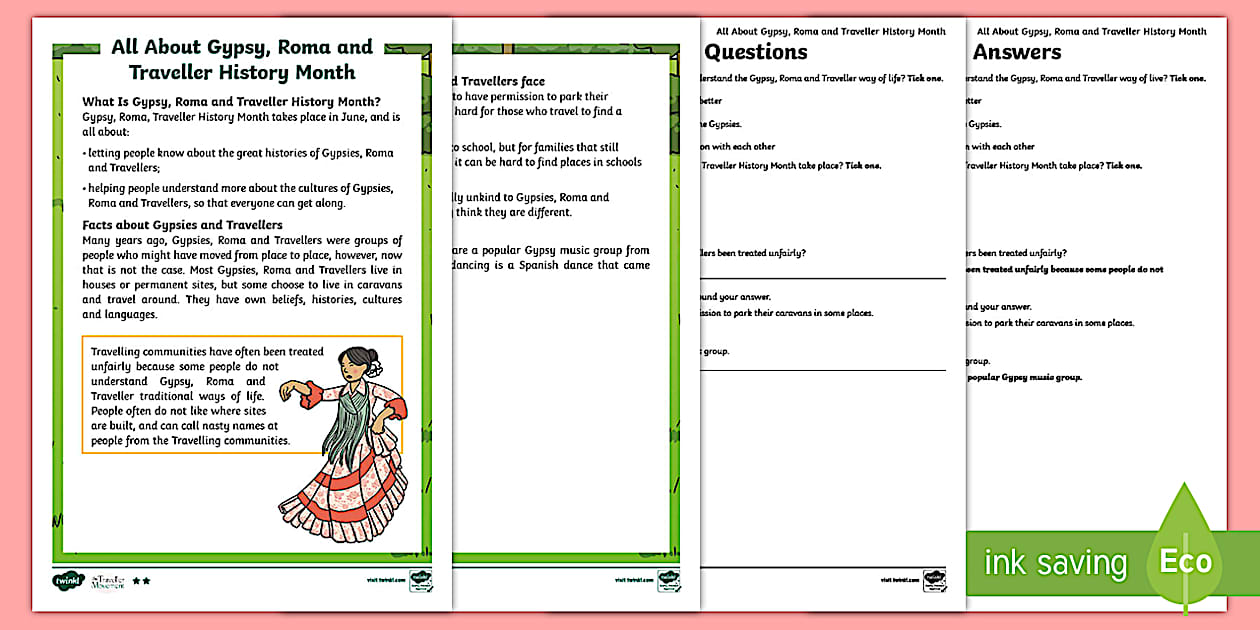 KS1 Gypsy, Roma and Traveller History Month Differentiated Reading