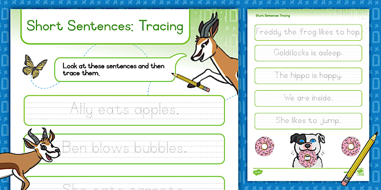 Grade R English -Worksheet: Short Sentence - Tracing
