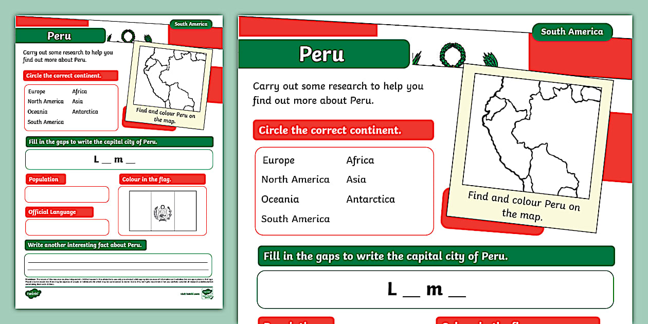 KS1 Peru Research Activity