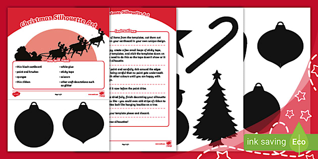 Christmas Silhouette Art Activity (teacher made) - Twinkl