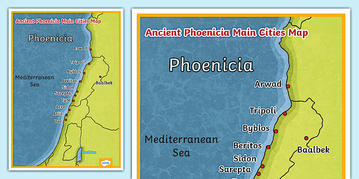 Ancient Phoenicia Main Cities Map (teacher made) - Twinkl