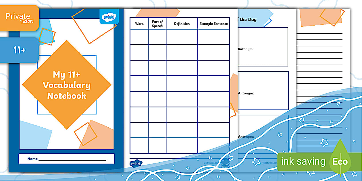 11 Plus Vocabulary Notebook | Tutoring Resources - Twinkl