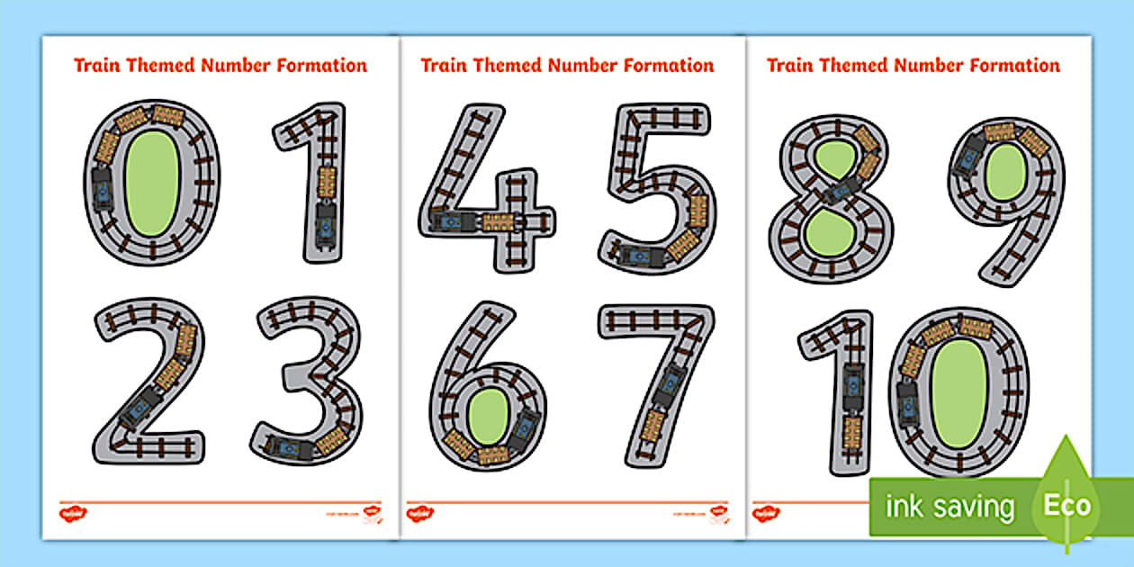 Train-Themed Number Formation (teacher made) - Twinkl