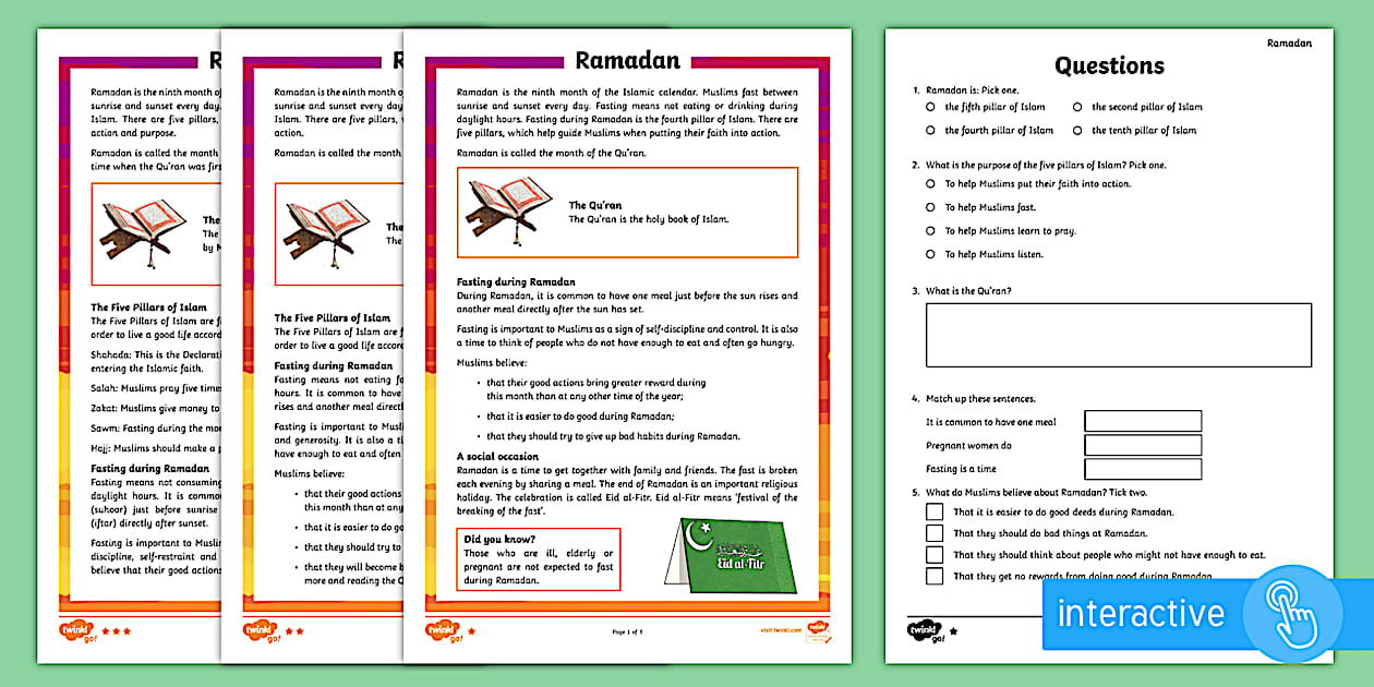 Ramadan Differentiated Comprehension Worksheets - Twinkl