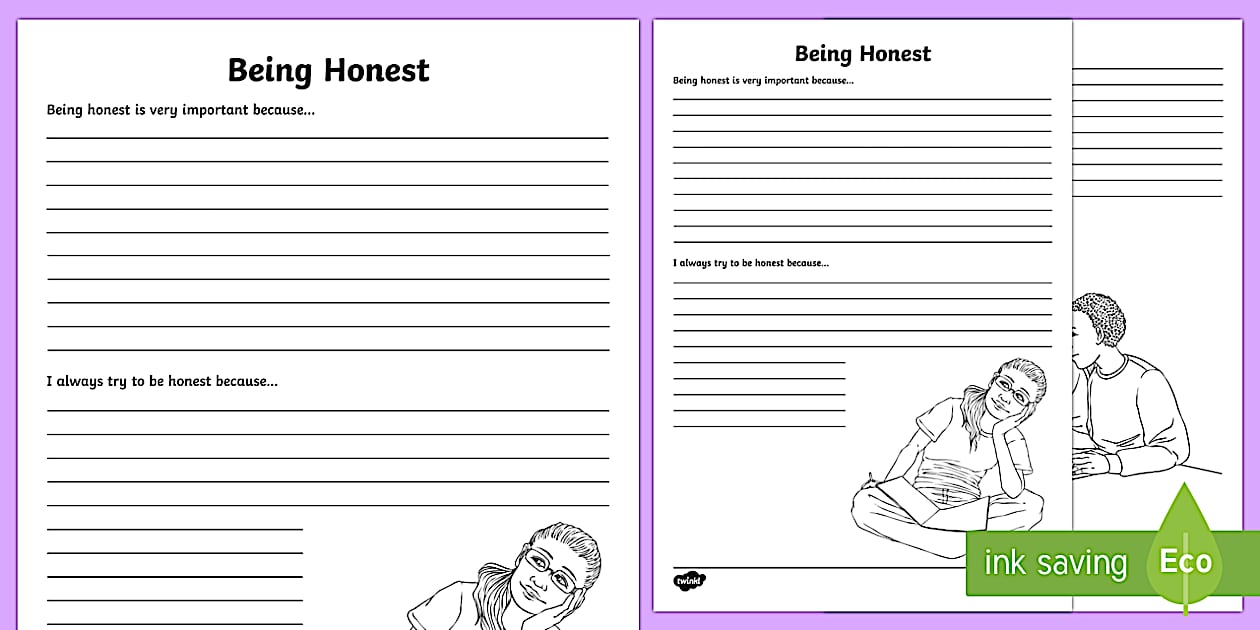 Editable Being Honest Reflection Writing Template - Twinkl
