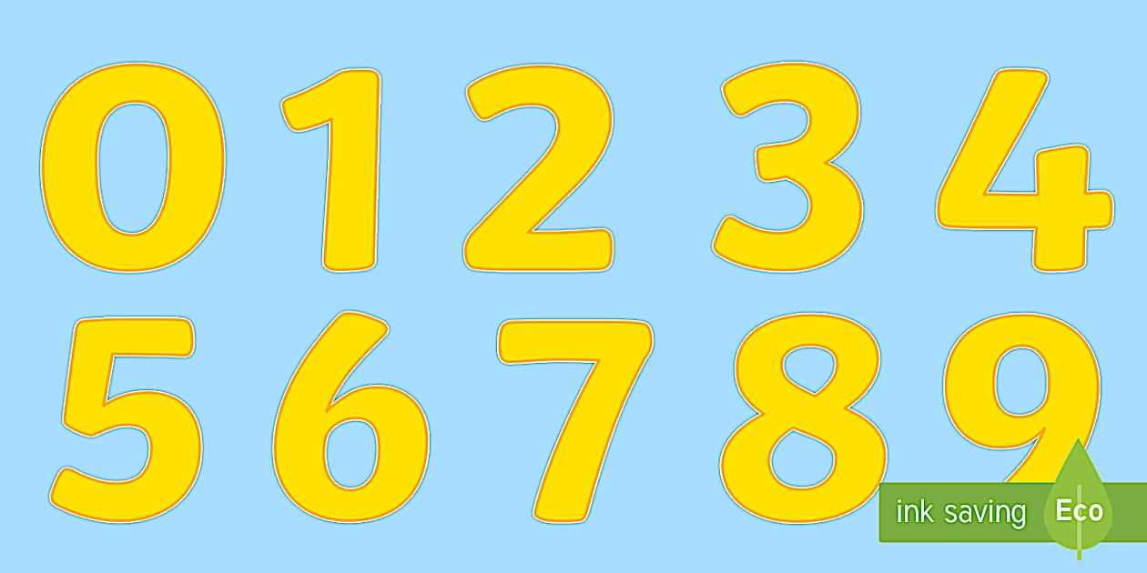 👉 0-9 Display Numbers (Pure Yellow) - Twinkl