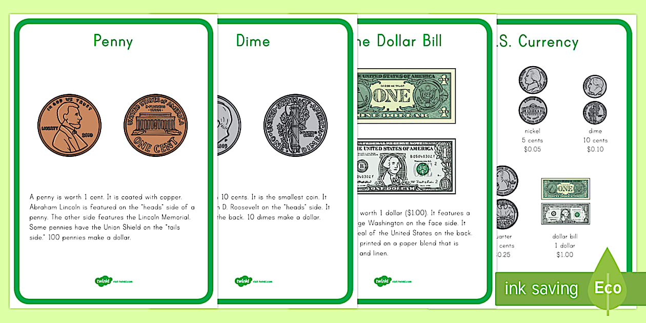 Printable U.S. Money Poster Pack for Kids | Twinkl USA