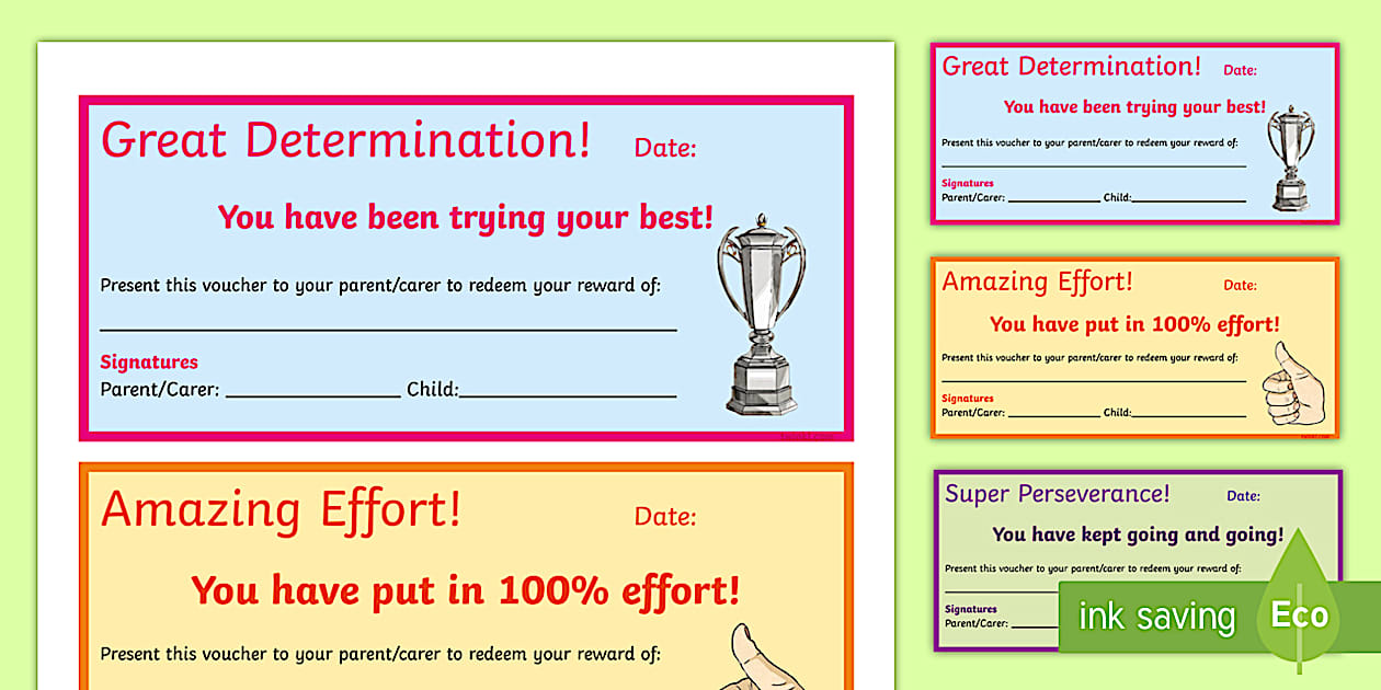 Good Effort Reward Voucher Cut-Outs (teacher made) - Twinkl