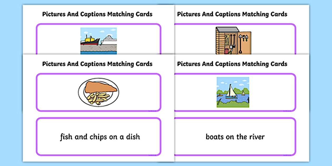 Editable Phase 3 Caption Cards and Picture Matching Activity