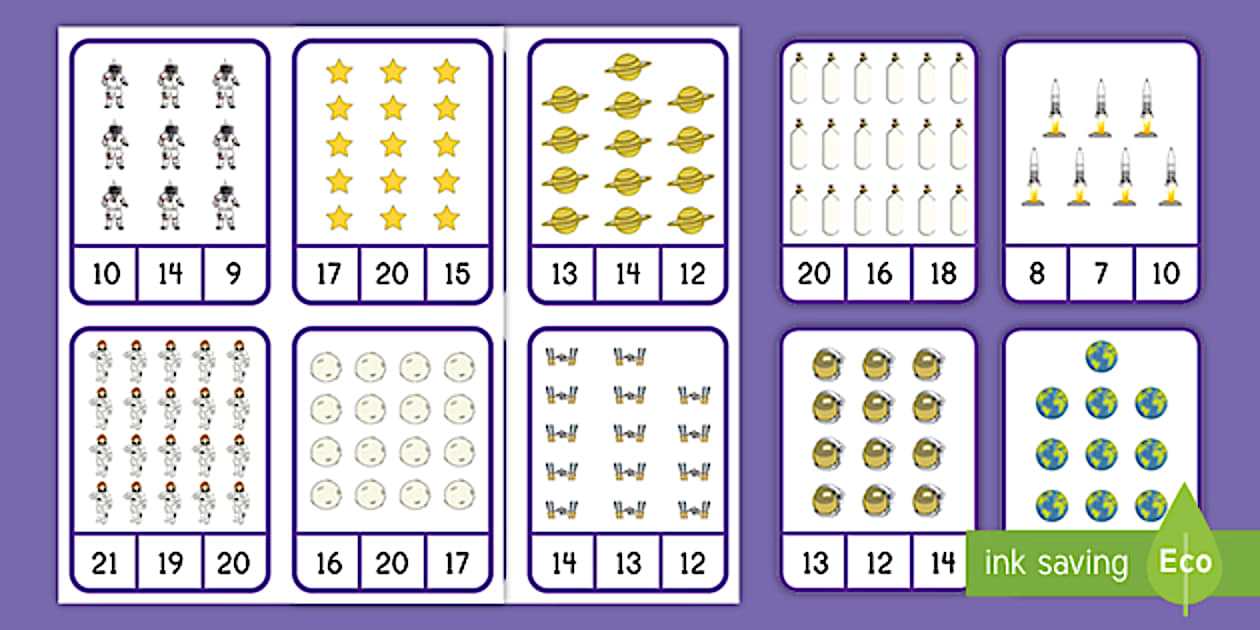 Space Counting to 20 Clip Cards | Space | Math | Twinkl USA