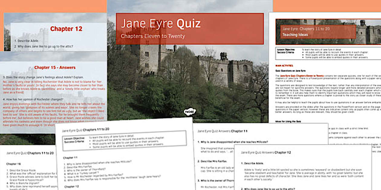 Jane Eyre Quiz Chapters 11-20 (teacher made) - Twinkl