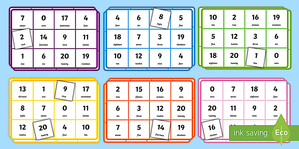 Number Words 0-20 Bingo - Number Words 0-20 Bingo - Twinkl