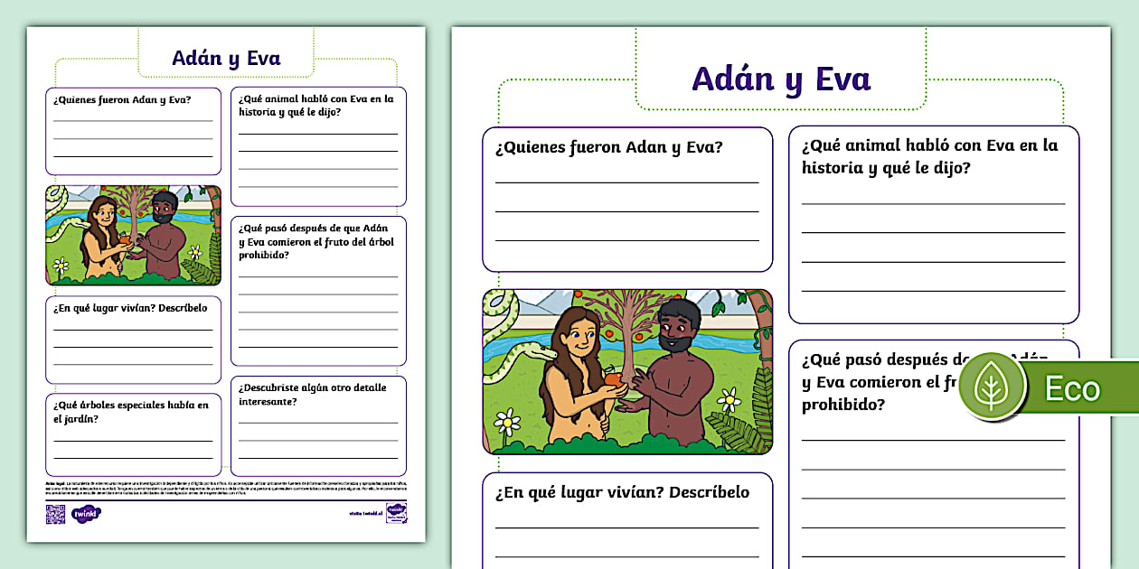Guía de Trabajo: Adán y Eva (creat de profesori) - Twinkl