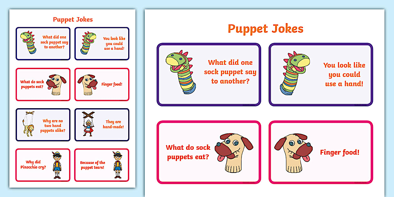 Puppet Jokes for Kids Matching Cards (Teacher-Made) - Twinkl