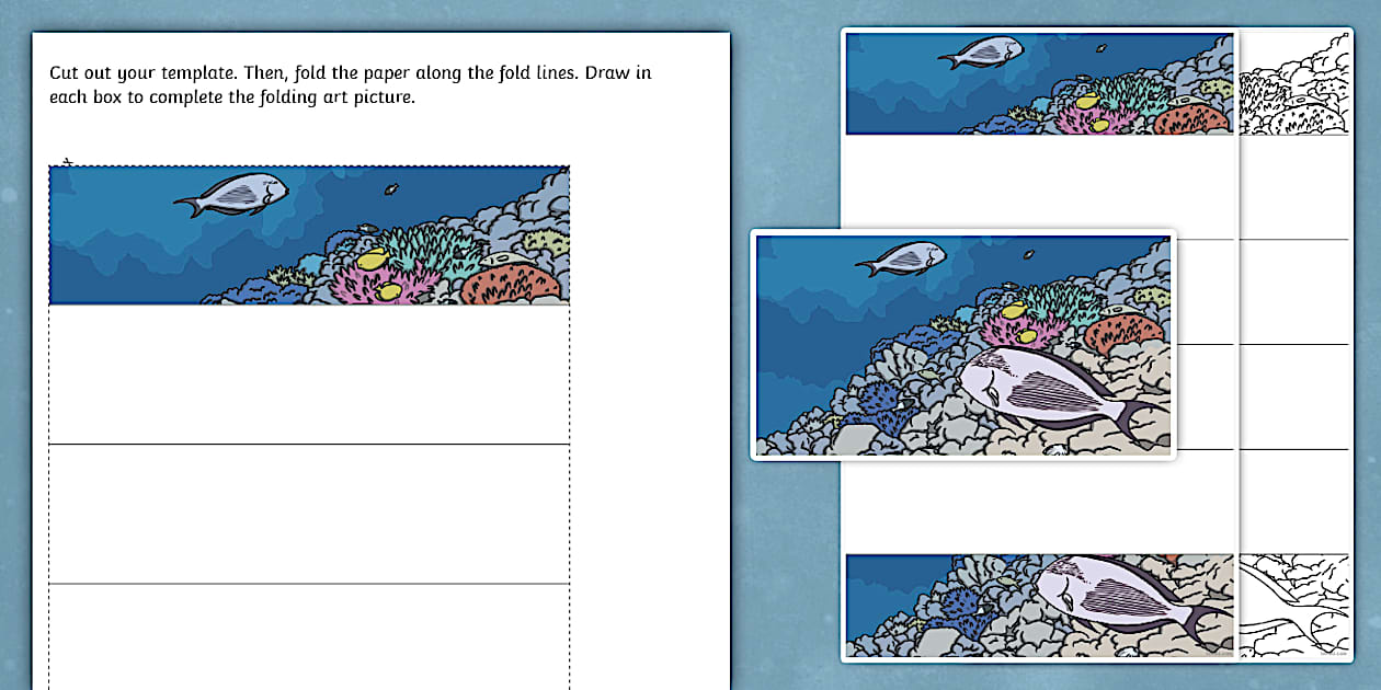 Under the Sea Folding Art Template (teacher made) - Twinkl