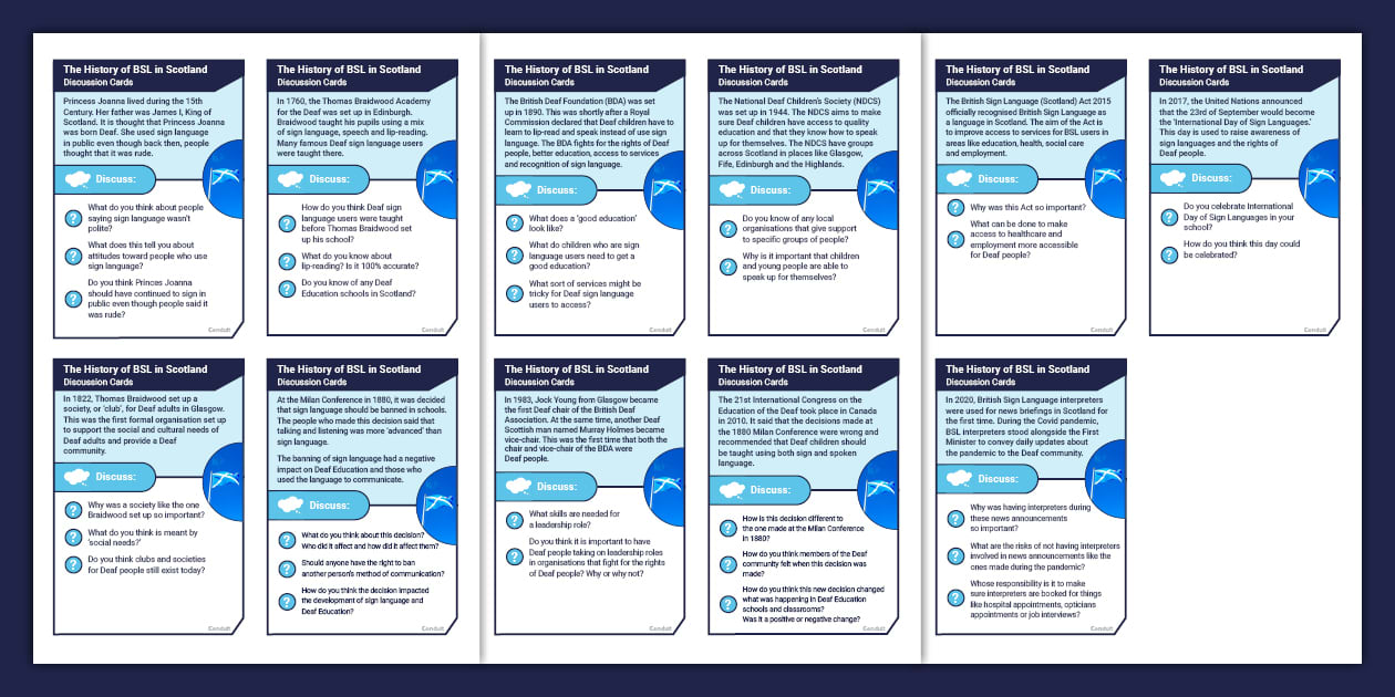 British Sign Language in Scotland Discussion Cards - Twinkl