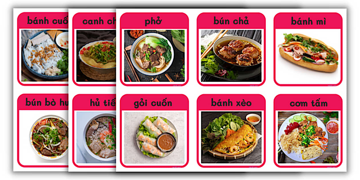 Thẻ học các món ăn đặc trưng của Việt Nam