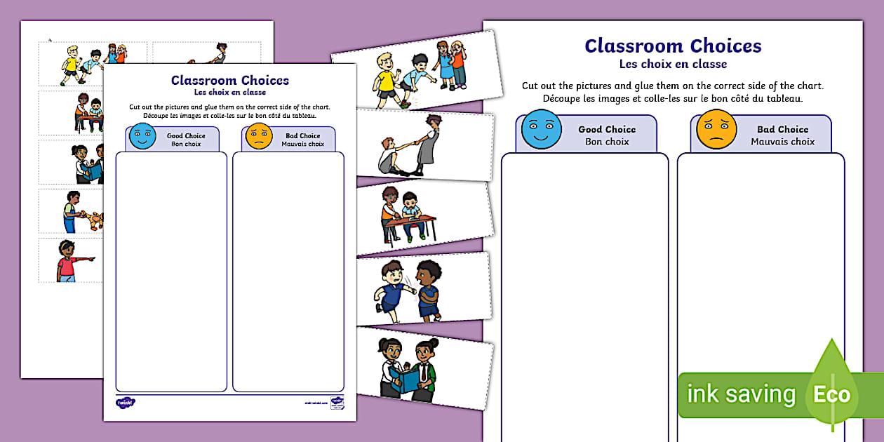 Classroom Choices Cutting Skills Worksheet - Dual Language English and ...