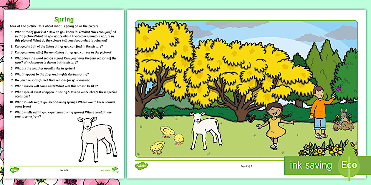 Spring Oral Language Worksheet / Worksheet (Teacher-Made)