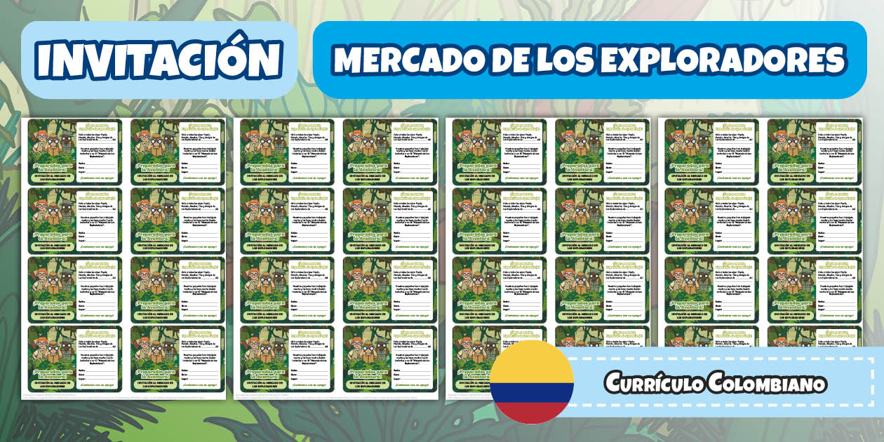 Plantilla Invitación Mercado Exploradores - Twinkl Colombia