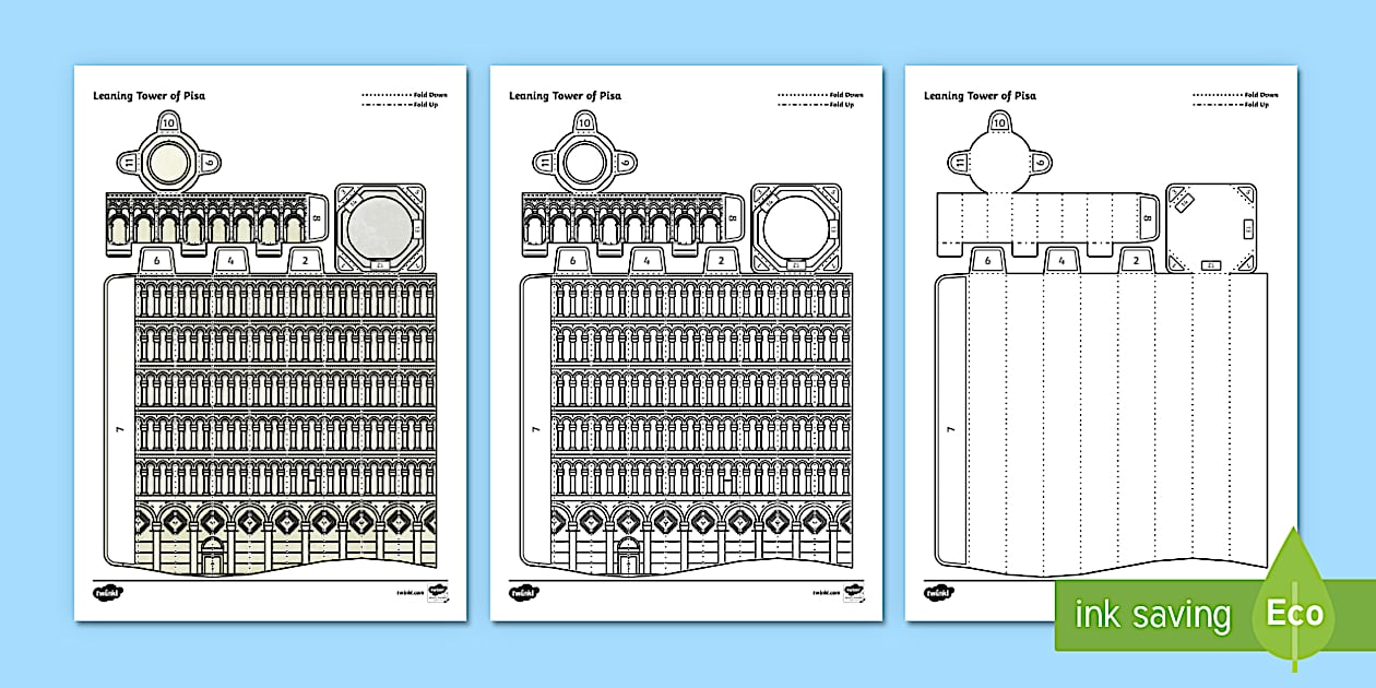 Leaning Tower of Pisa Paper Craft (teacher made) - Twinkl