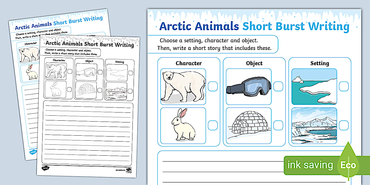 Arctic Animals Short Burst Writing Template (Teacher-Made)