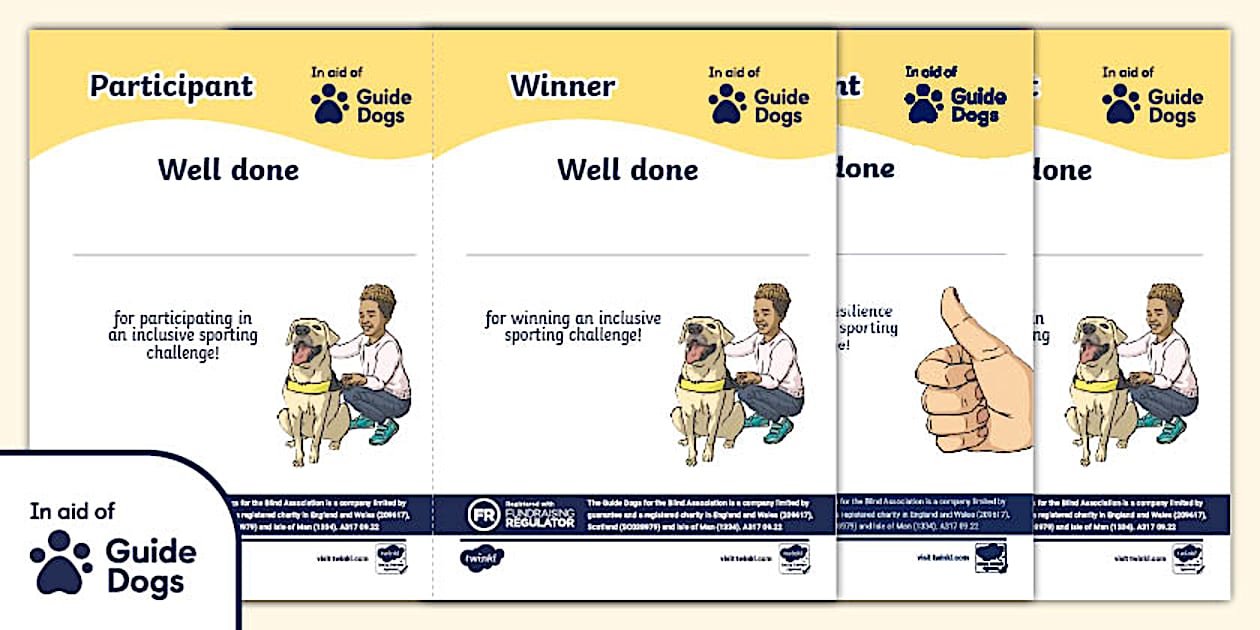 FREE! - Guide Dogs: Inclusive Sports Day Certificate Pack (Ages 7-11)