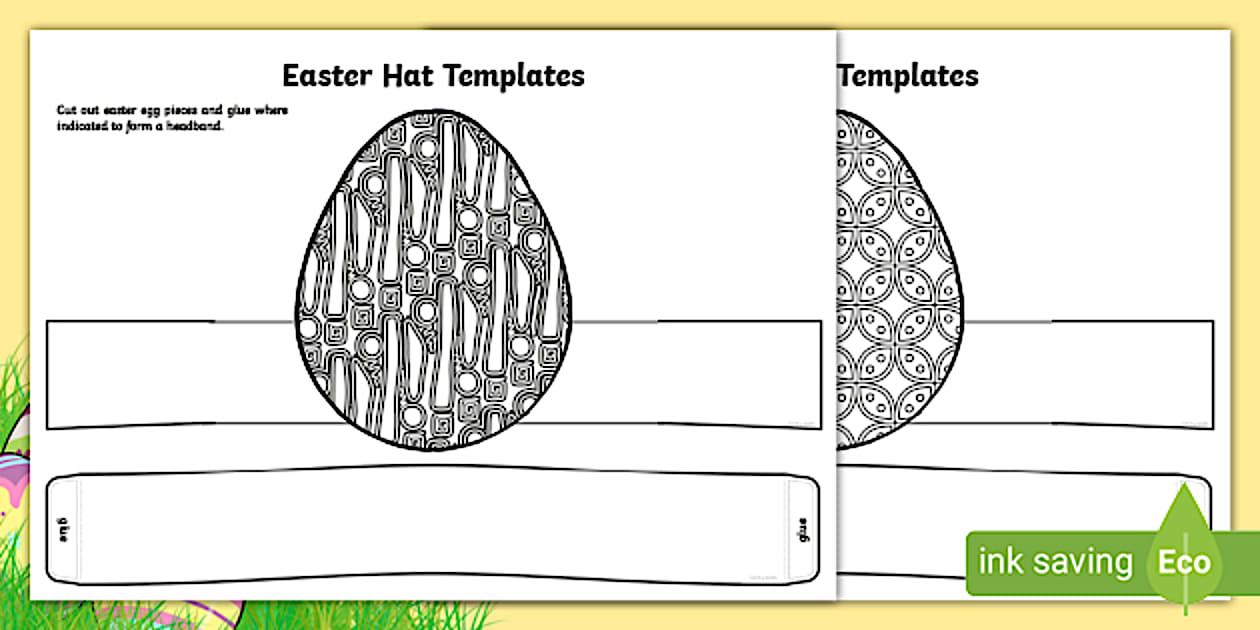 Batik Easter Egg Hat Template (teacher made) - Twinkl