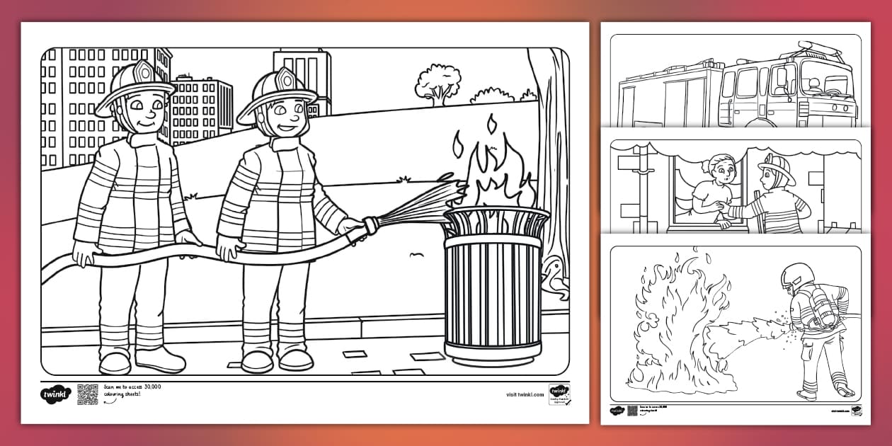 Firefighter Colouring Sheets (teacher made) - Twinkl