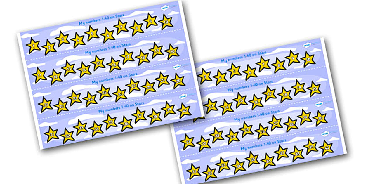 1-40 on Stars Number Strips (Hecho por educadores) - Twinkl